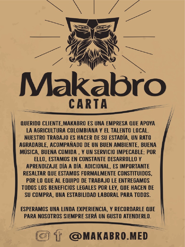 Menú del Restaurante Makabro | PDF | Comida y bebida | Alimentos