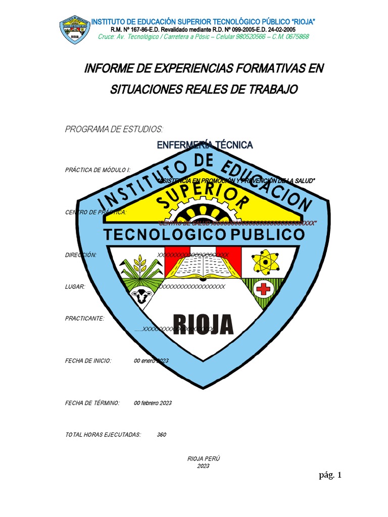 Carátula de Informe de Práctica | PDF