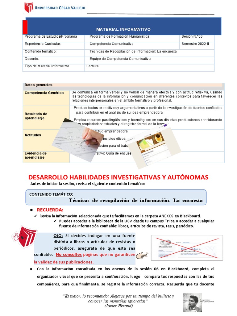 S06 Material Informativo Guía Práctica S6 2022 - Ii1) | PDF | Aprendizaje