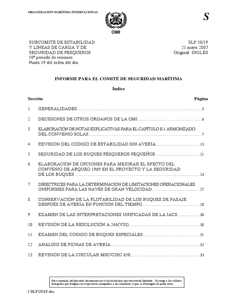 Estabilidad y Líneas de Carga y de Seguridad de Pesqueros - 2007 | PDF | Envío
