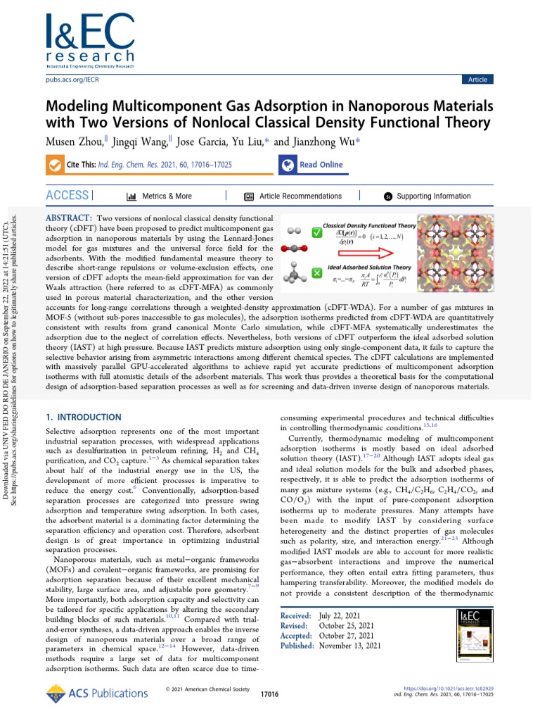Zhou Et Al. (2021) PDF | PDF | Adsorption | Gases Zhou Et Al. (2021) PDF | PDF | Adsorption | Gases
