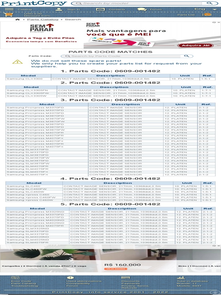 Parts Catalog Parts Code 0609-001482 PDF | PDF
