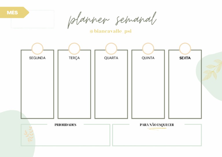 Planner semanal | PDF