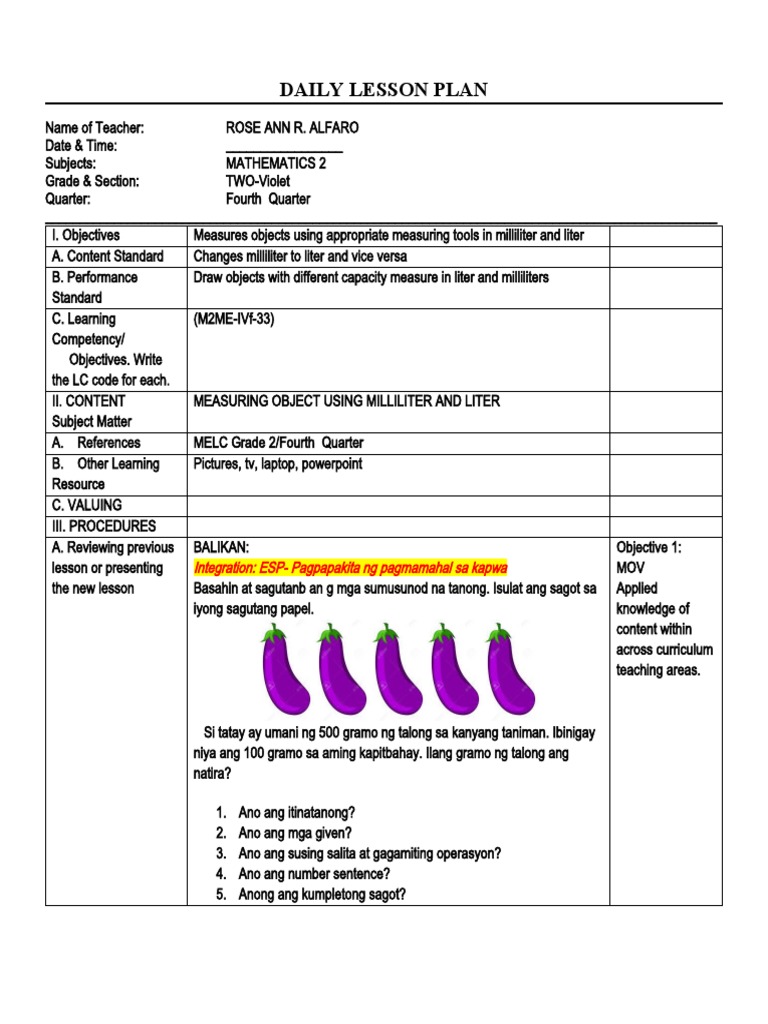 Grade 2 Q4 Math Measuring Object Using L ML | PDF
