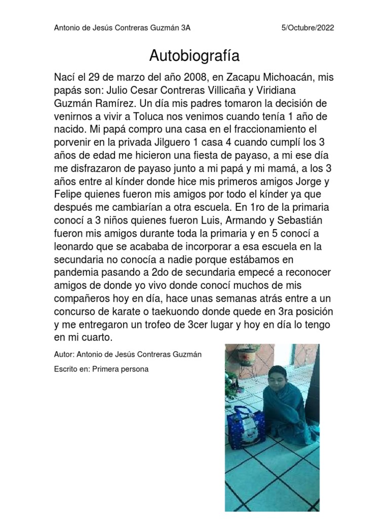Autobiografía Toño PDF | PDF