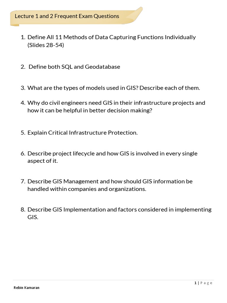 Gis Imp Notes For Lecture 1 And 2 Pdf Computing Data