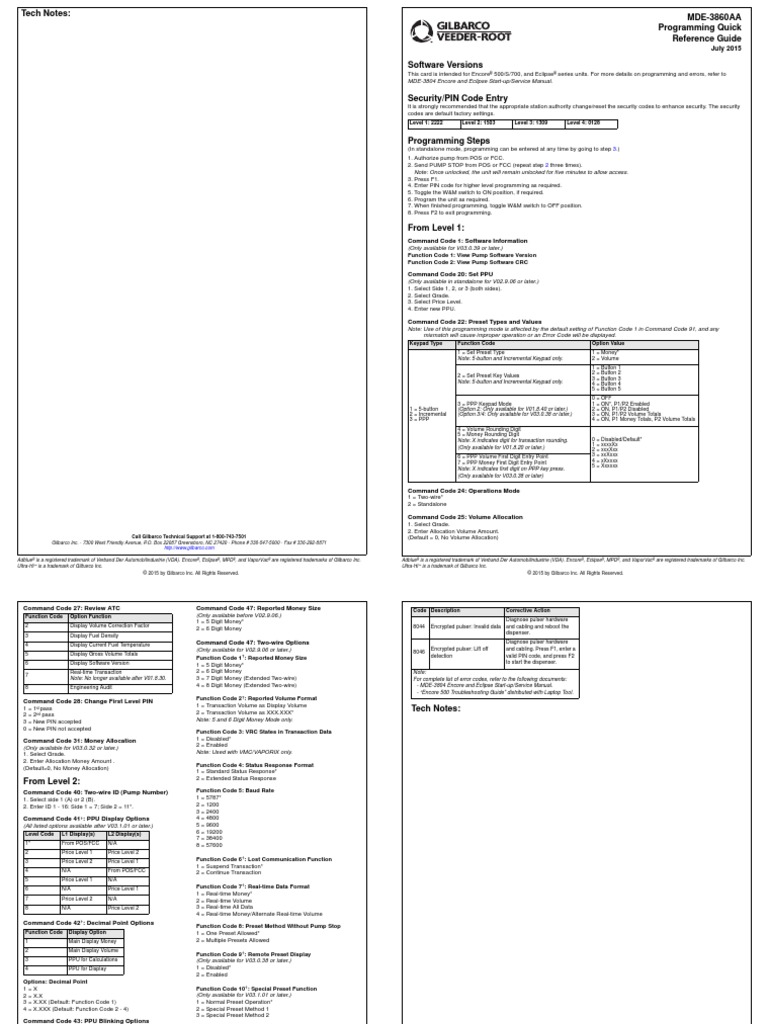 MDE-3860AA - Encore & Eclipse Prog. Quick Reference | PDF | Point Of Sale | Personal ...