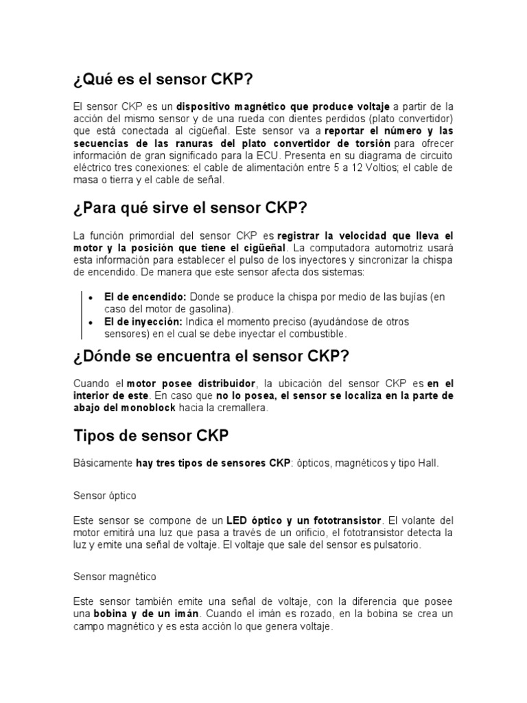 ¿Qué Es El Sensor CKP | PDF | Inyección de combustible | Resistor