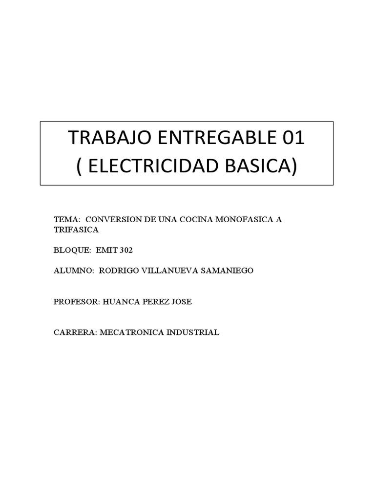 Trabajo Entregable 01 (Electricidad Basica) | PDF | Tecnología