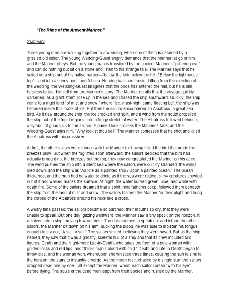 "The Rime of The Ancient Mariner,".docx Fourth Poem | Download Free PDF ...