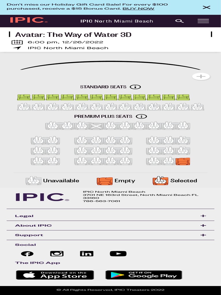 IPIC Theaters - Select Seats PDF | PDF
