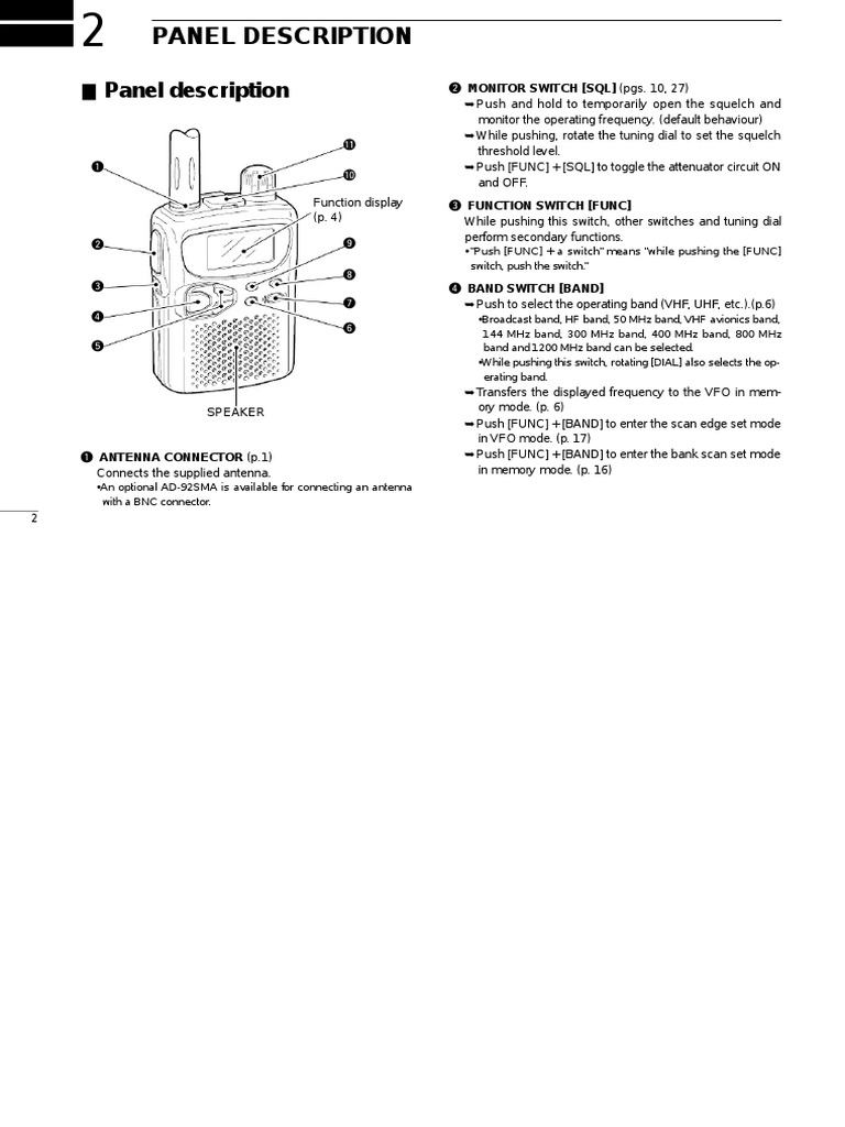 Radio Panel Functions Guide | PDF | Very High Frequency | Wireless