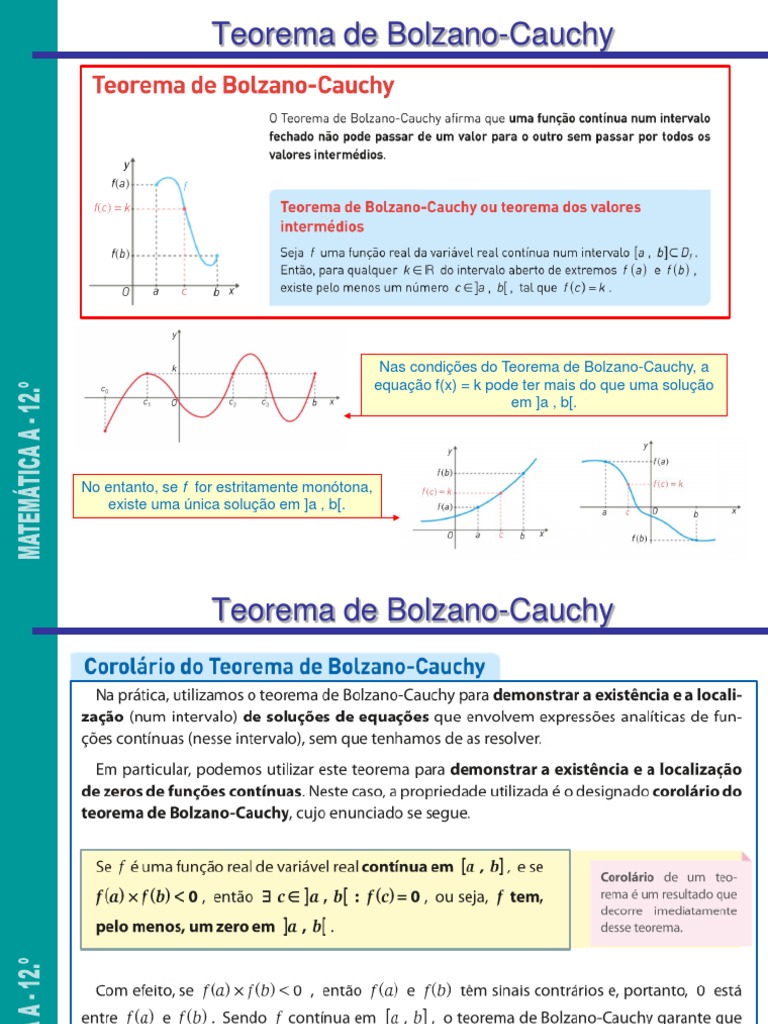 Teorema de Bolzano-Cauchy: Soluções em Intervalos | PDF