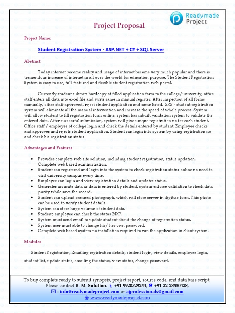 Studentregistration Project Proposal | Download Free PDF | Databases | Data Management