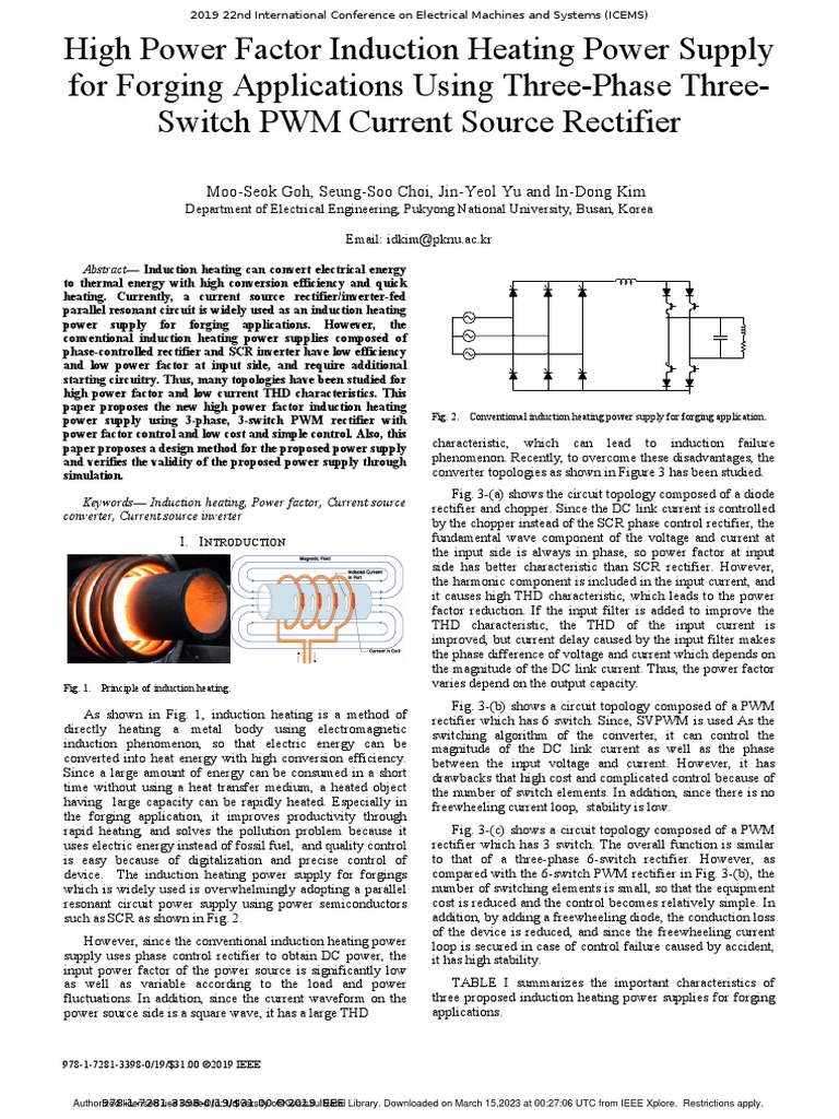 High Power Factor Induction Heating Power Supply For Forging Applications Using Three-Phase ...