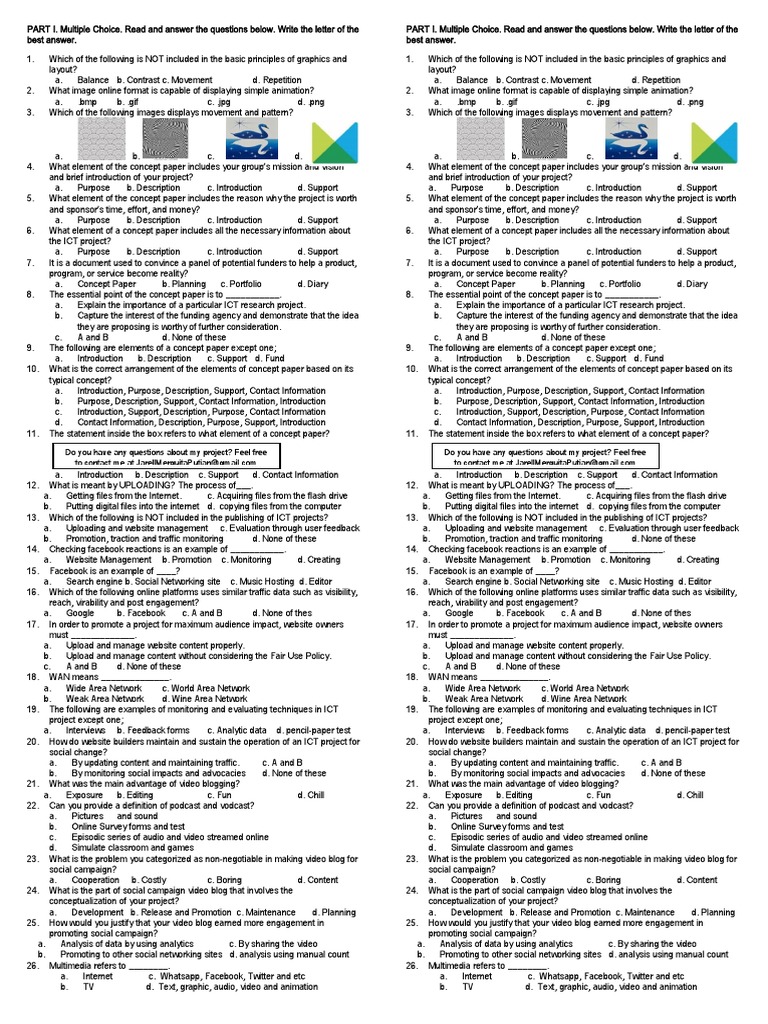 Basics of Graphics and Layout Multiple Choice Test | PDF | Multimedia ...