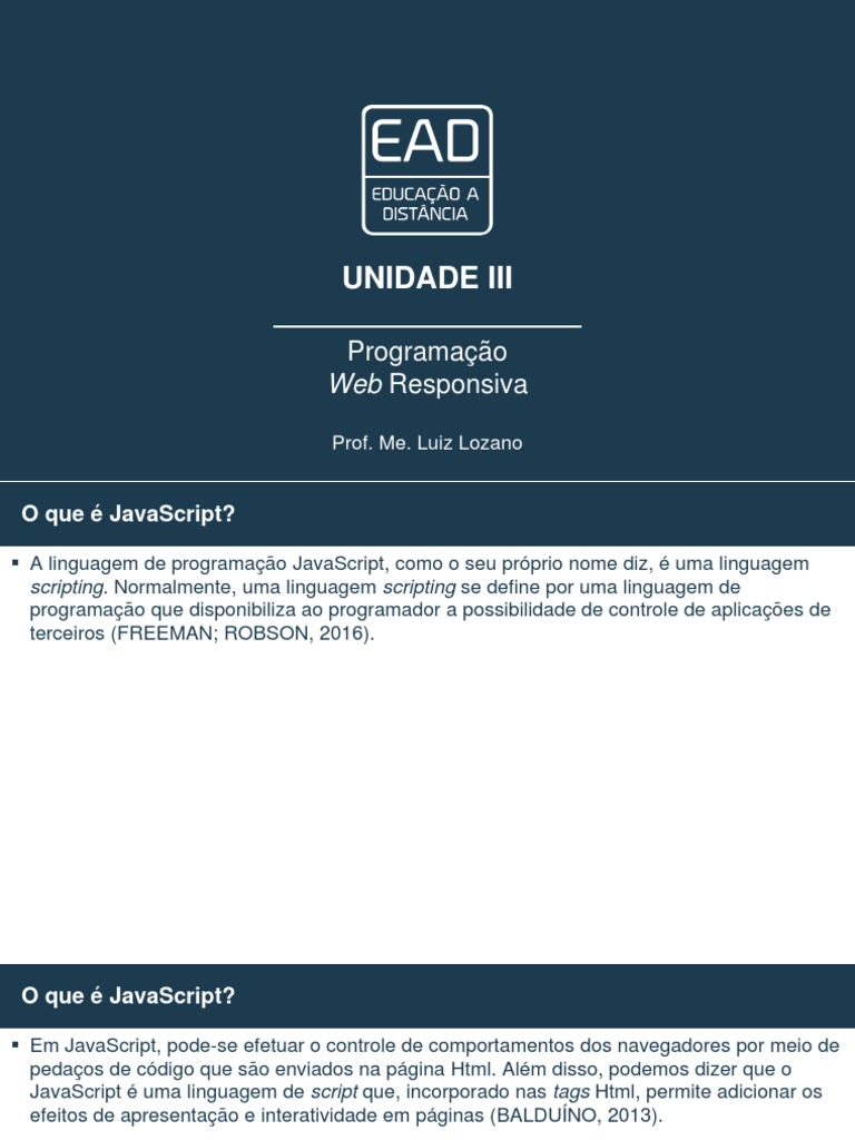 Programação Web Responsiva com JavaScript: Uma introdução às principais ...