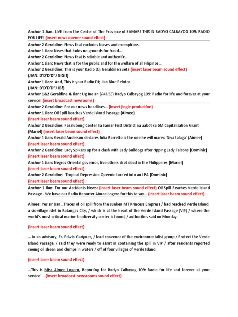 Broadcasting Script | PDF