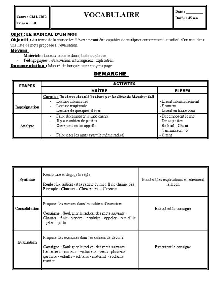 Vocabulaire | PDF | Pédagogie | Lexique