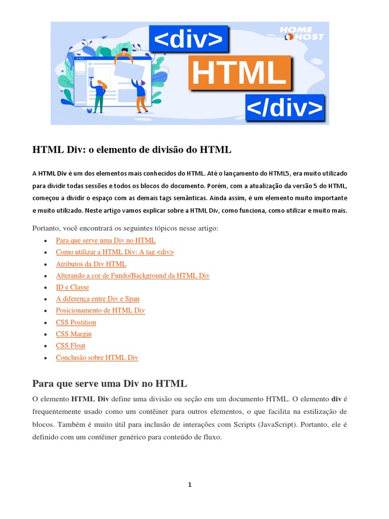 HTML Div - o Elemento de Divisão Do HTML | PDF | Html | Elemento HTML