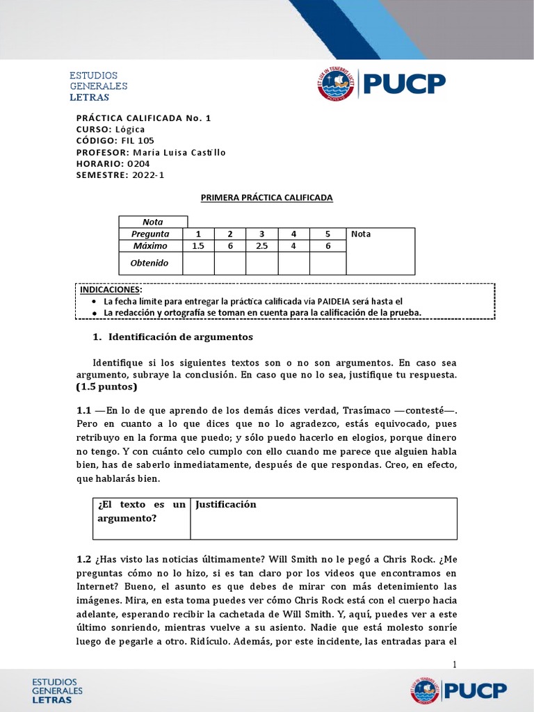 PC1 Ejercicios | PDF | Argumento | Verdad