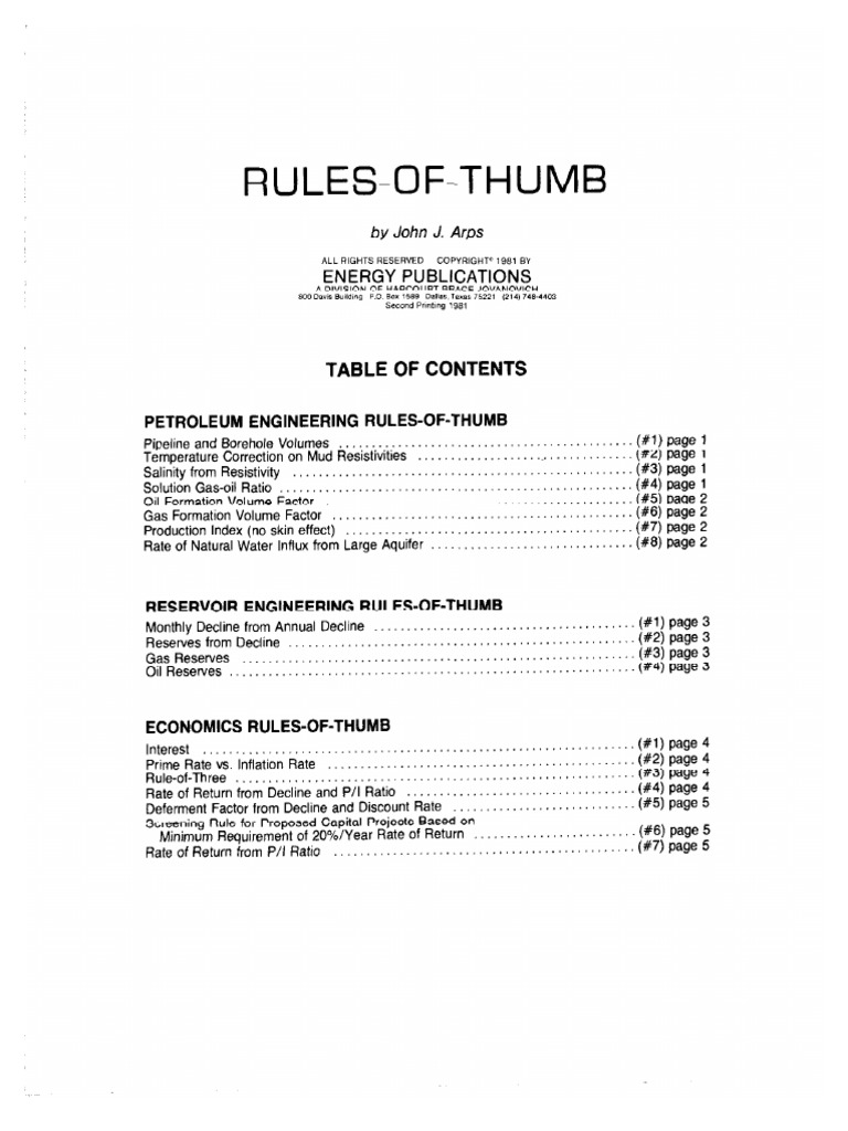 Rules of Thumb As Per John Arps | PDF