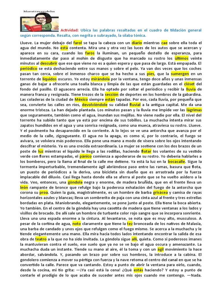 Actividad El Acento y La Tilde General-Lectura Persona Normal | PDF ...