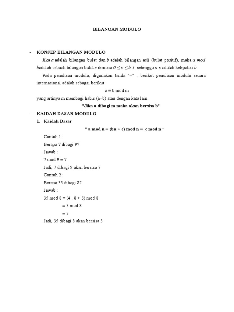 Materi Bilangan Modulo | PDF