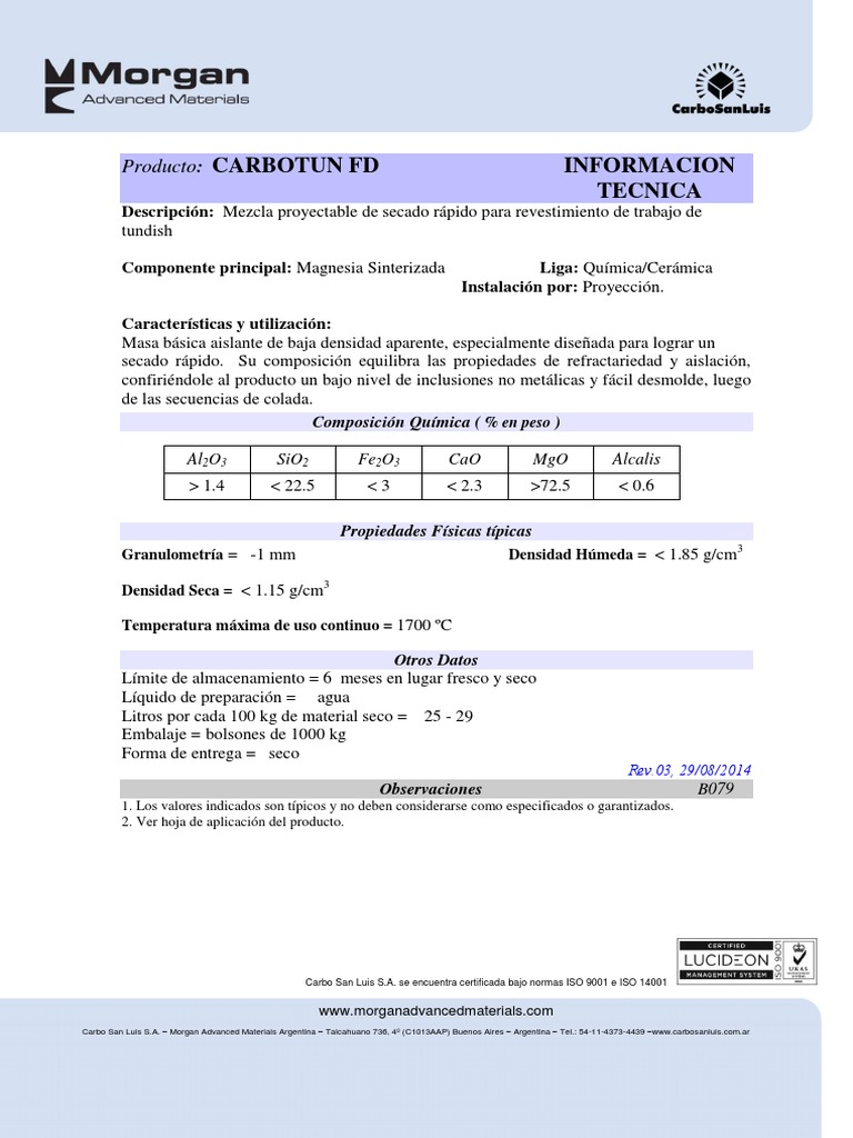 Carbotun FD - B079-03 | PDF | Ciencias fisicas | Materiales