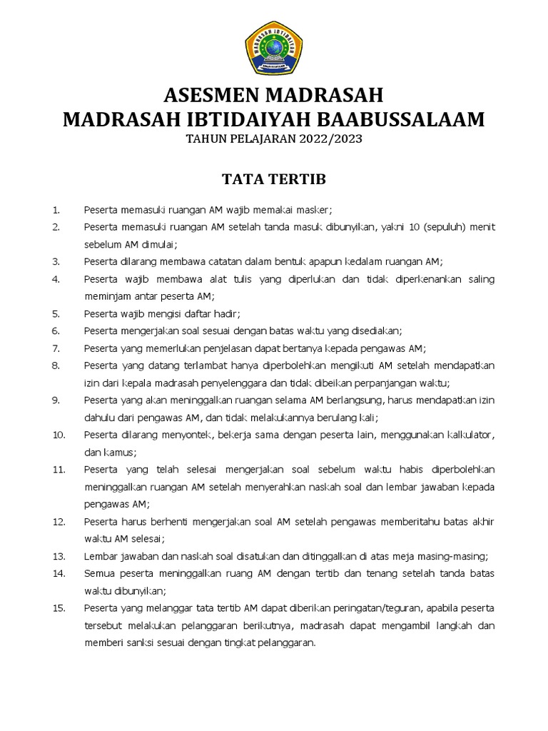 Tata Tertib AM 2022-2023 | PDF