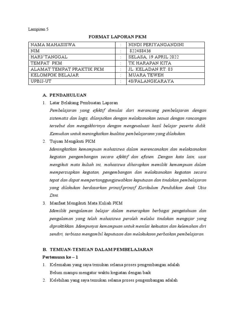 Format Laporan PKM Nindi | PDF | Bisnis