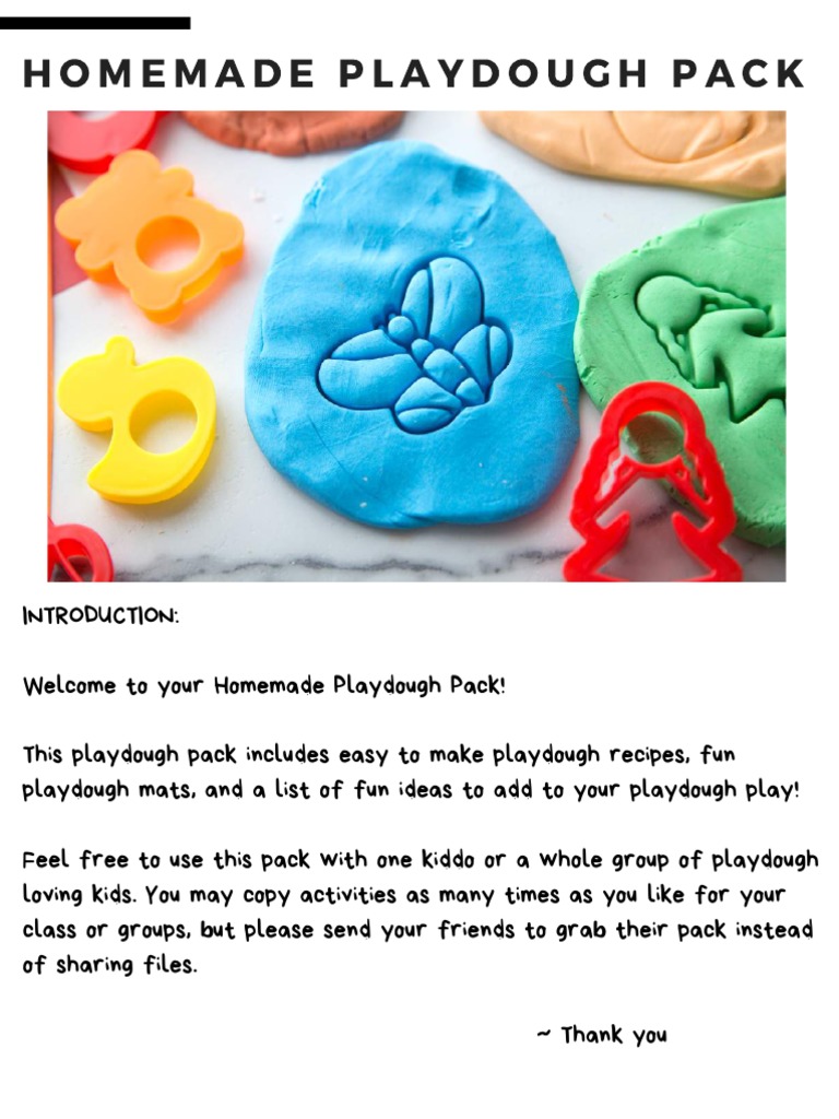 Playdough Recipe Pack For Kids | PDF | Spoon | Dough