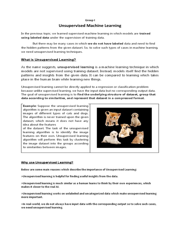 Unsupervised Learning in Machine Learning | PDF | Machine Learning | Cluster Analysis