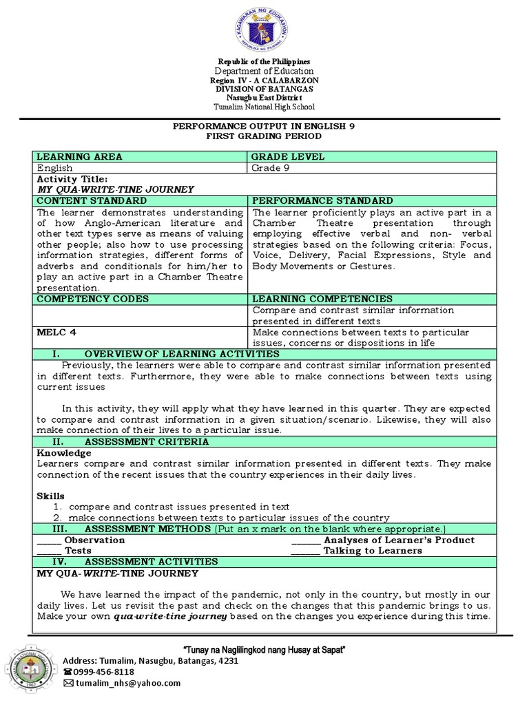 Performance Output 2ND Grading | PDF