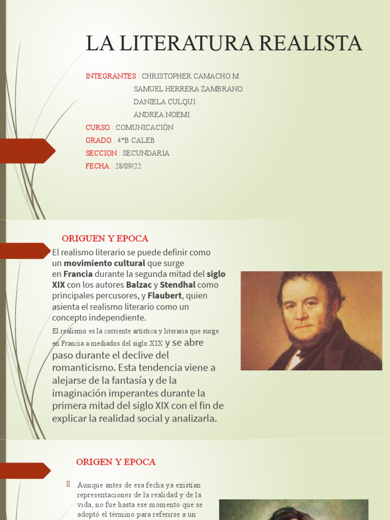 La Literatura Realista | PDF | Realismo literario | Novelas
