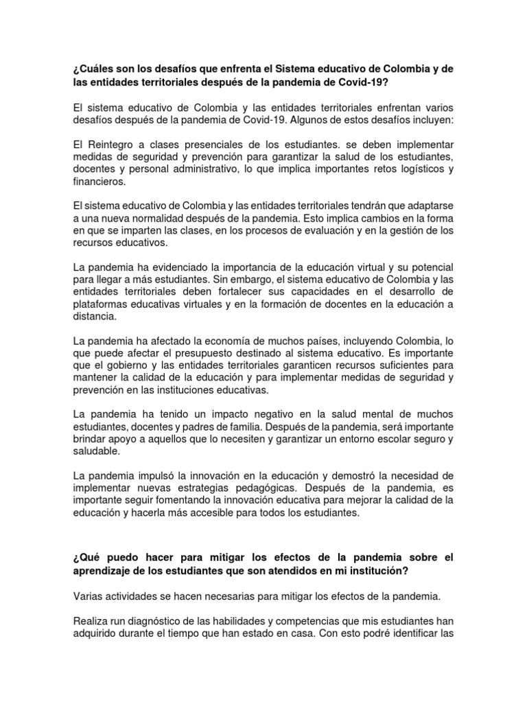 Reflexión. Semana 5. Condiciones Actuales Del Sistema Educativo PDF ...