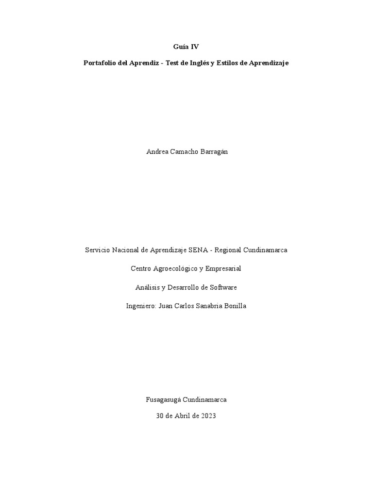 Guía Iv Portafolio Aprendiz PDF | PDF | Aprendizaje | Software