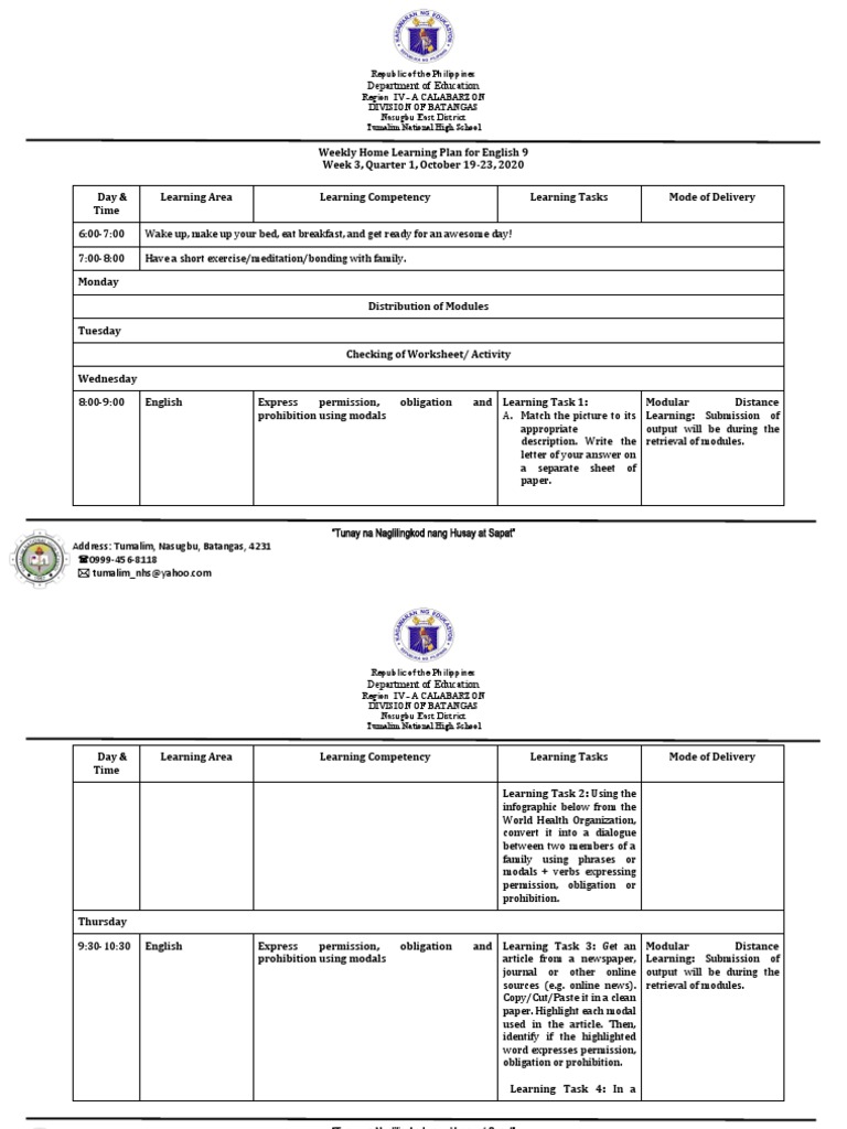 Weekly Home Learning Plan - Week 3 English 9 | PDF | English Language ...