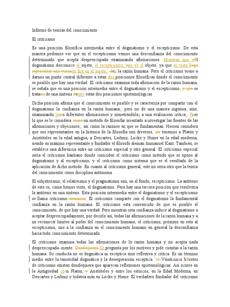 Criticismo Kantiano y Teoría del Conocimiento | PDF | Immanuel Kant ...