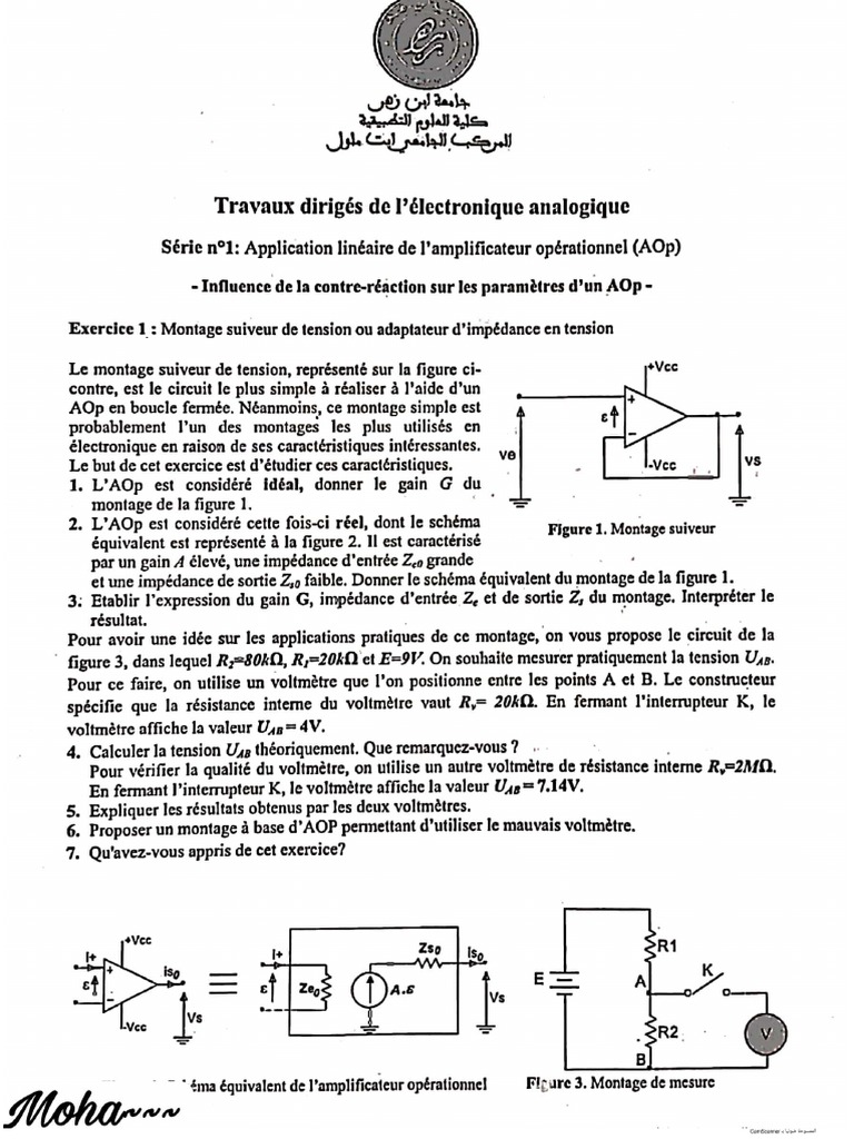 corr série 1 électronique analogique smp5 | PDF