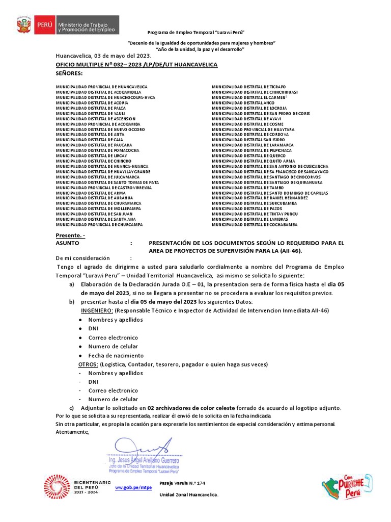 Oficio Multiple 032-2023 | PDF | Control de acceso | Autenticación