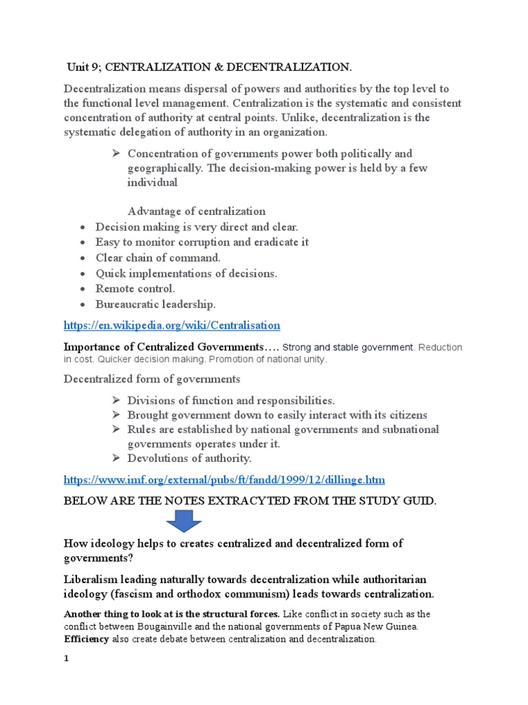 Centralisation And Decentralisation Download Free Pdf