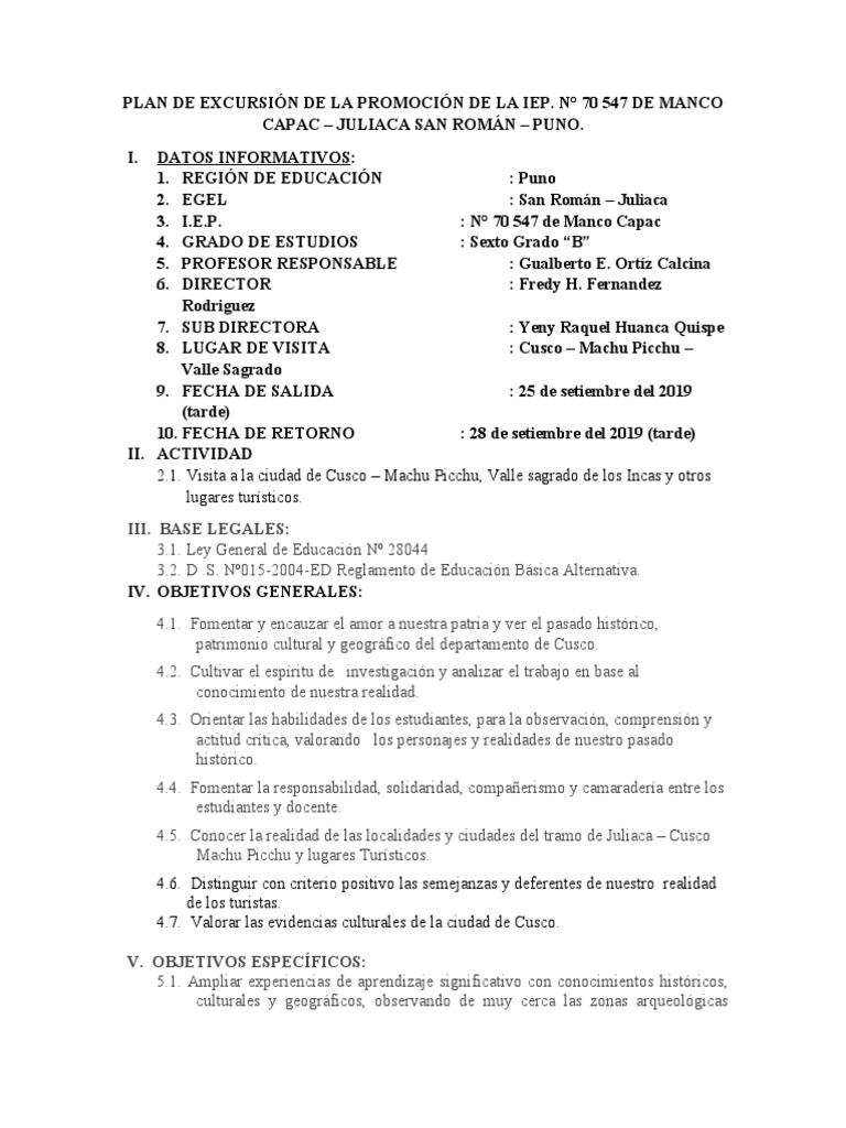 DOCUMENTOS PARA EXCURSIÓN 19 | PDF | Conceptos psicologicos ...