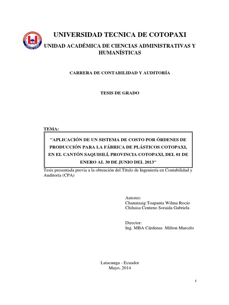 T Utc 1751 | PDF | Contabilidad | Contabilidad de costos
