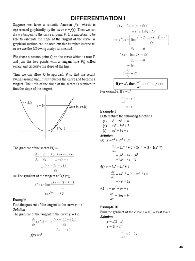 Chapt 3 - Differentiation I | PDF | Slope | Tangent