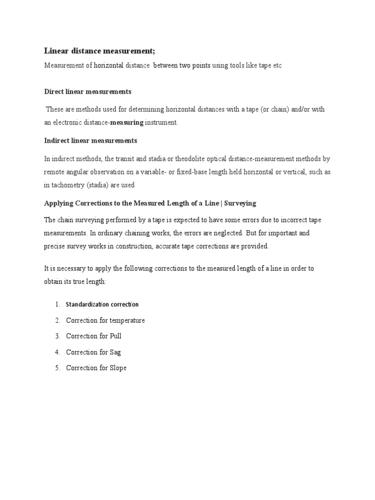 Ses 211 Linear Distance Measurement | PDF | Surveying | Physical Sciences
