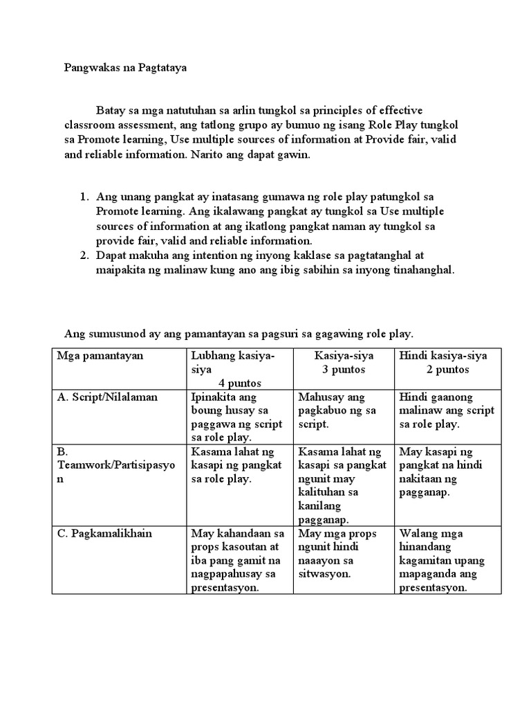 Rubrics Pdf