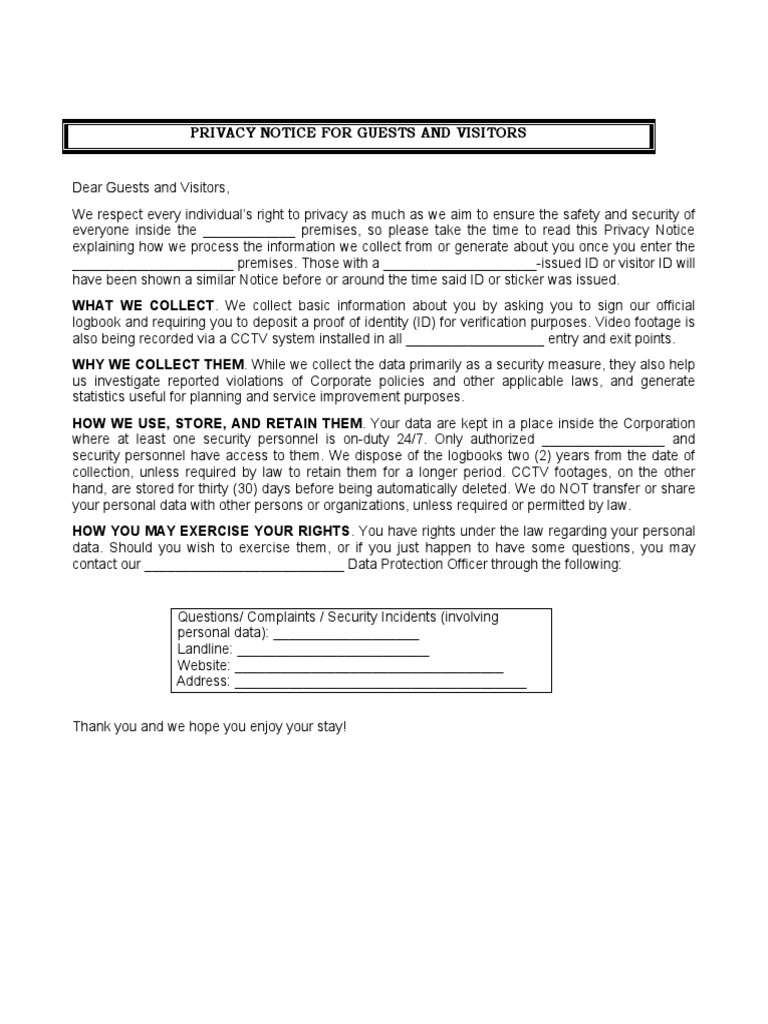 Privacy Notice - Template | PDF