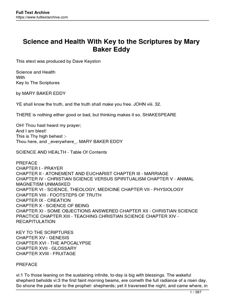 Science and Health With Key To The Scriptures PDF | PDF | Prayer | Lord ...
