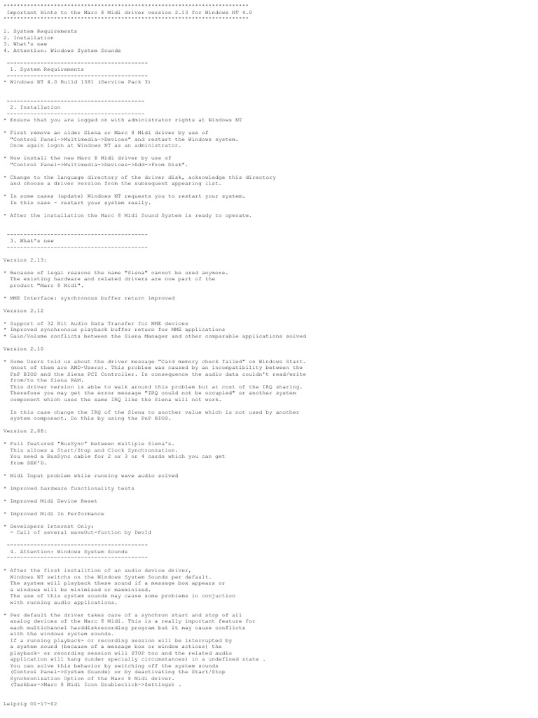 Marc 8 Midi PDF | PDF | Microsoft Windows | Device Driver